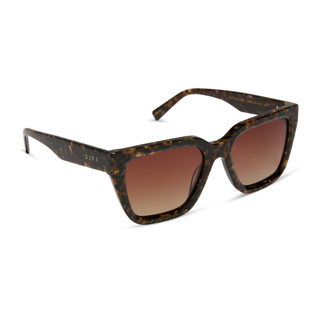 Amara Square Sunglasses | Glitter Tort & Brown Gradient | DIFF Eyewear