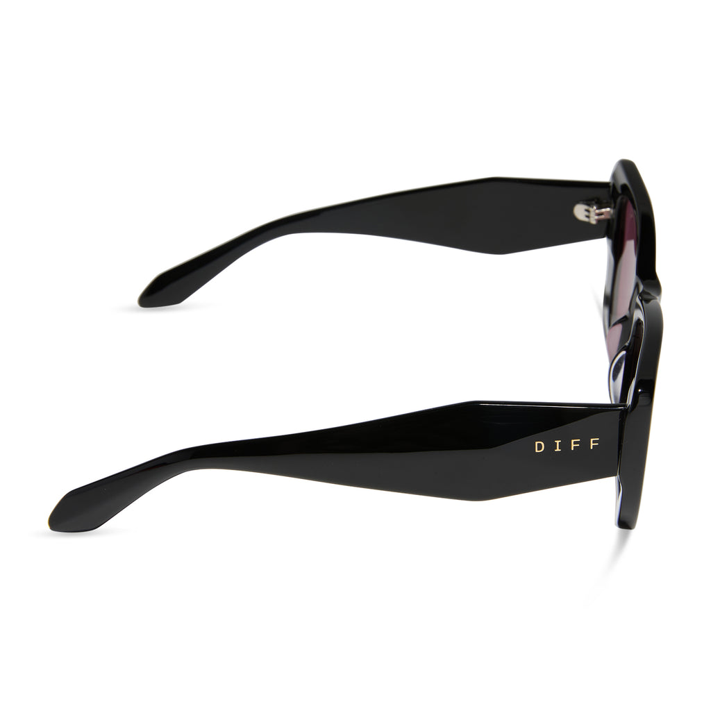 Aura Square Sunglasses | Black & Aubergine & Silver Flash | DIFF Eyewear