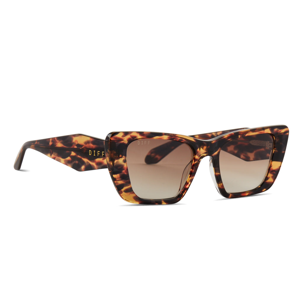 Aura Square Sunglasses | Wild Tortoise & Brown Gradient | DIFF Eyewear