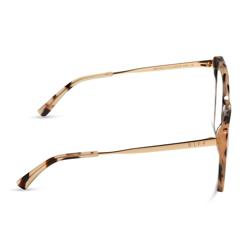 Becky Ii Cateye Blue Light Glasses Cream Tortoise Diff Eyewear 0024