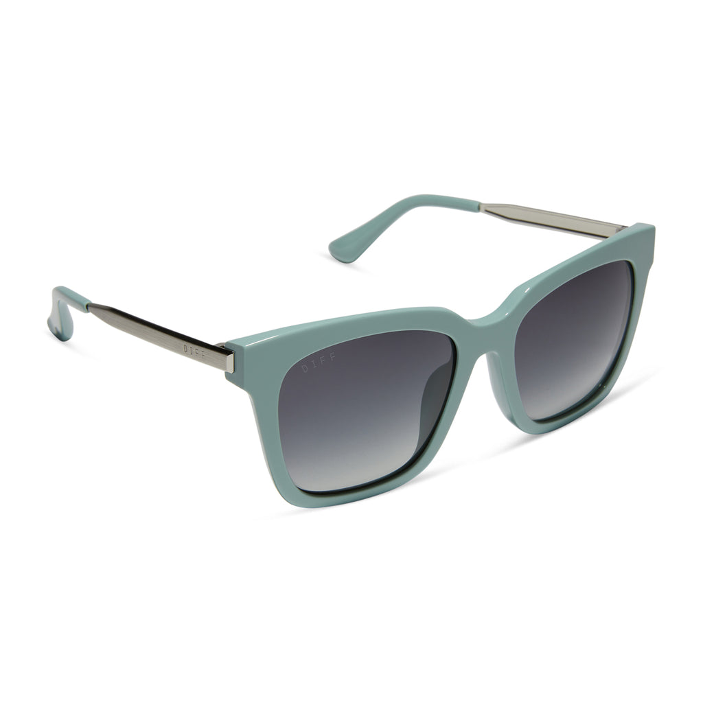 Bella Square Sunglasses | Steel Teal & Grey Gradient | DIFF Eyewear