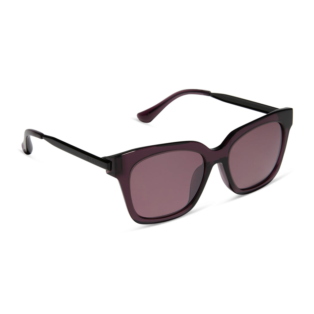 Bella Xs Square Sunglasses Aubergine And Silver Flash Diff Eyewear
