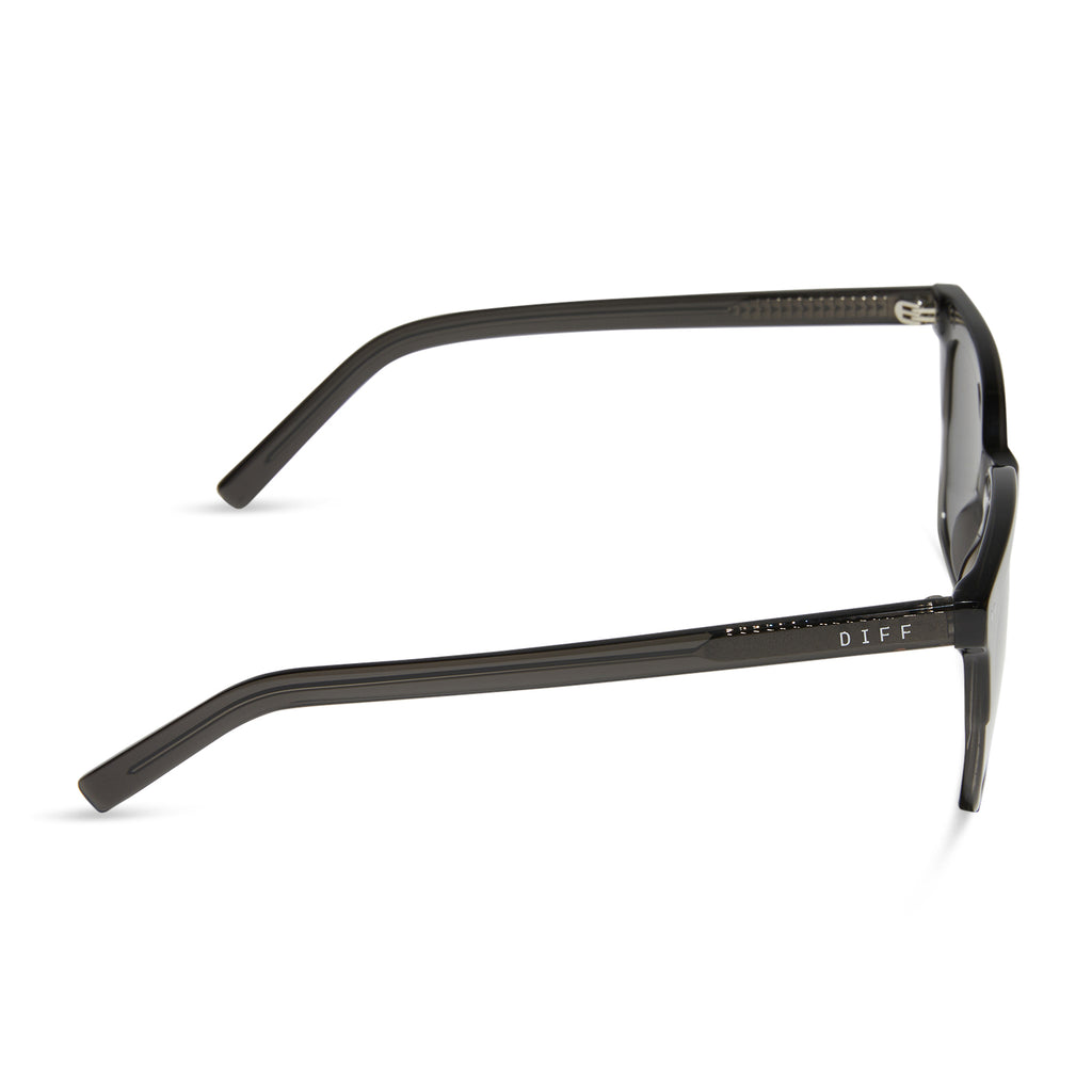 Billie Xl Square Sunglasses Black Smoke Crystal And Grey Polarized