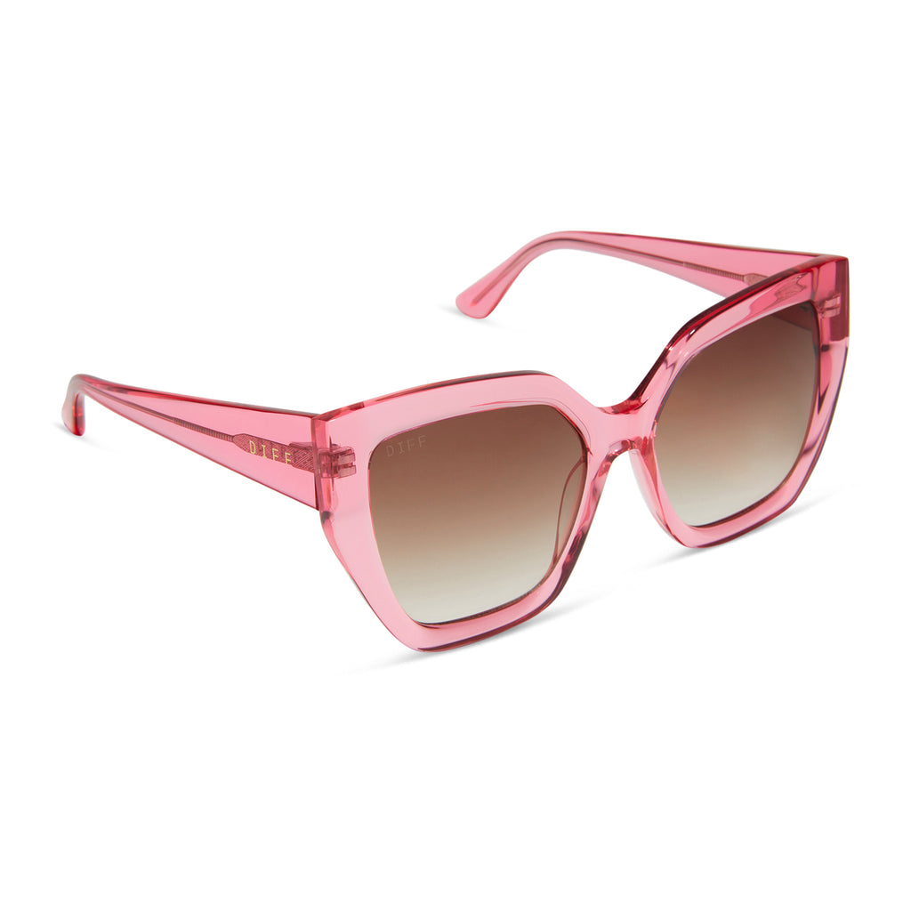 Blaire Square Sunglasses Pink Crystal And Brown Gradient Diff Eyewear
