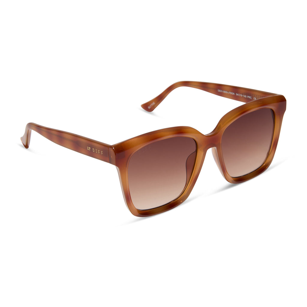 Blythe Square Sunglasses | Maple Tortoise & Brown Gradient | DIFF Eyewear