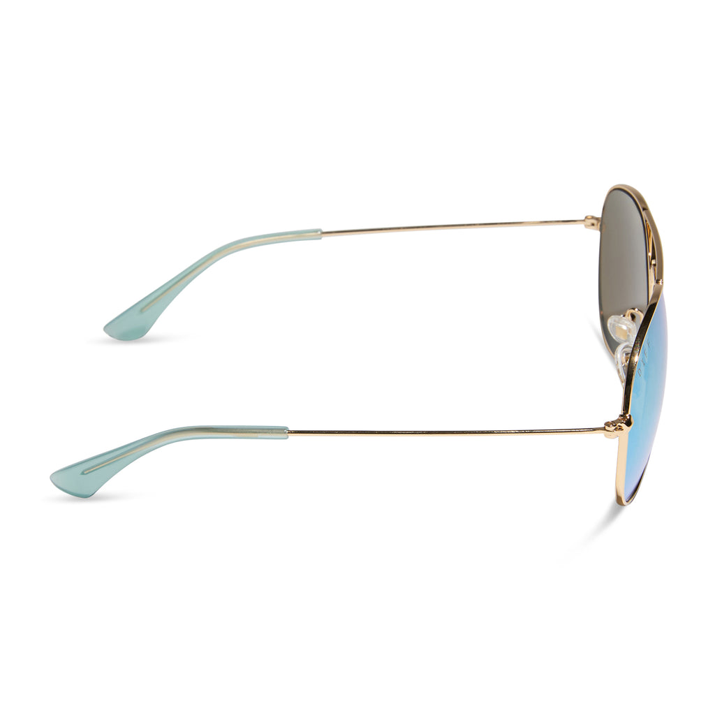 Cruz Xs Aviator Sunglasses Gold And Aquatic Awe Mirror Diff Eyewear