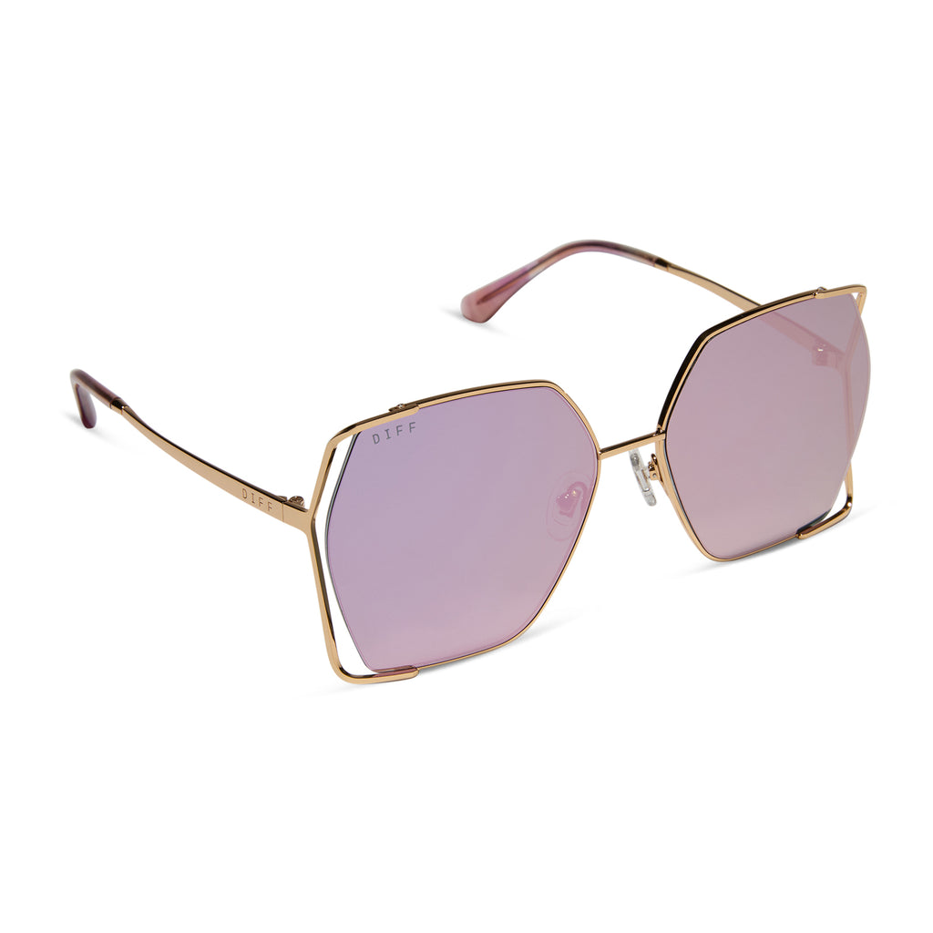 Donna IV Square Sunglasses | Gold & Taupe Mirror | DIFF Eyewear