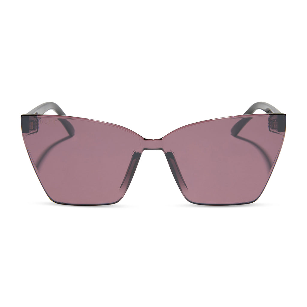 Goldie Xs Cat Eye Sunglasses Black And Aubergine Silver Flash Diff
