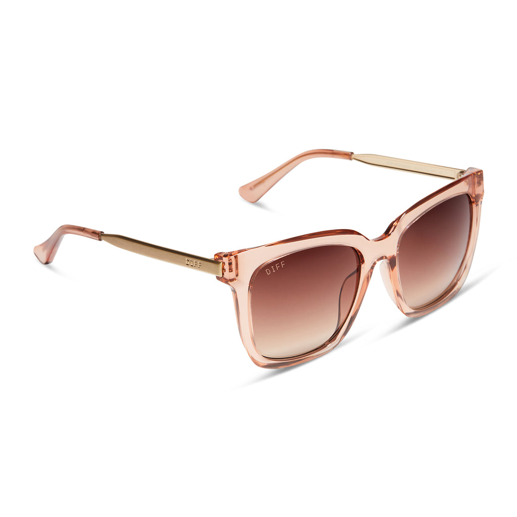 Hailey Square Sunglasses Nude Crystal And Brown Gradient Lens Diff