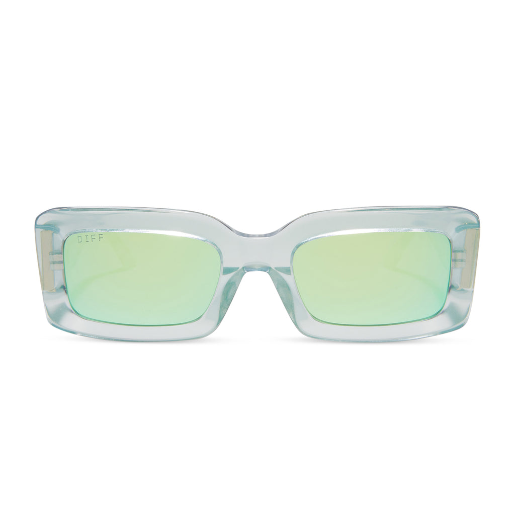 Indy Rectangle Sunglasses Turquoise And Ice Mirror Diff Eyewear