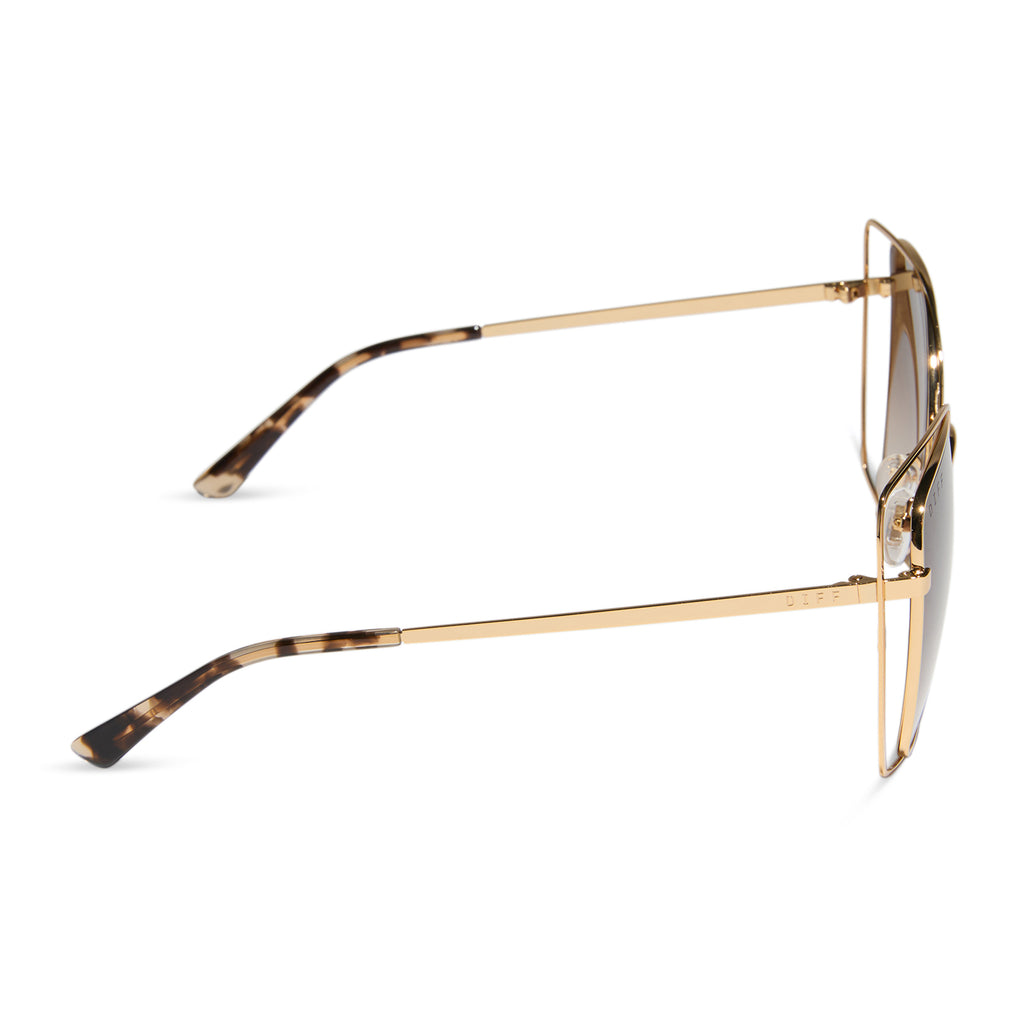 Jacqueline Square Sunglasses | Gold & Brown Gradient | DIFF Eyewear