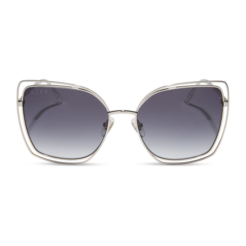 Jacqueline Square Sunglasses | Silver & Grey Gradient | DIFF Eyewear