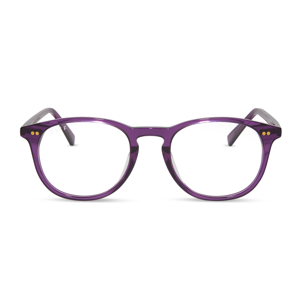 Jaxson Round Sunglasses Posh Purple Crystal And Clear Diff Eyewear