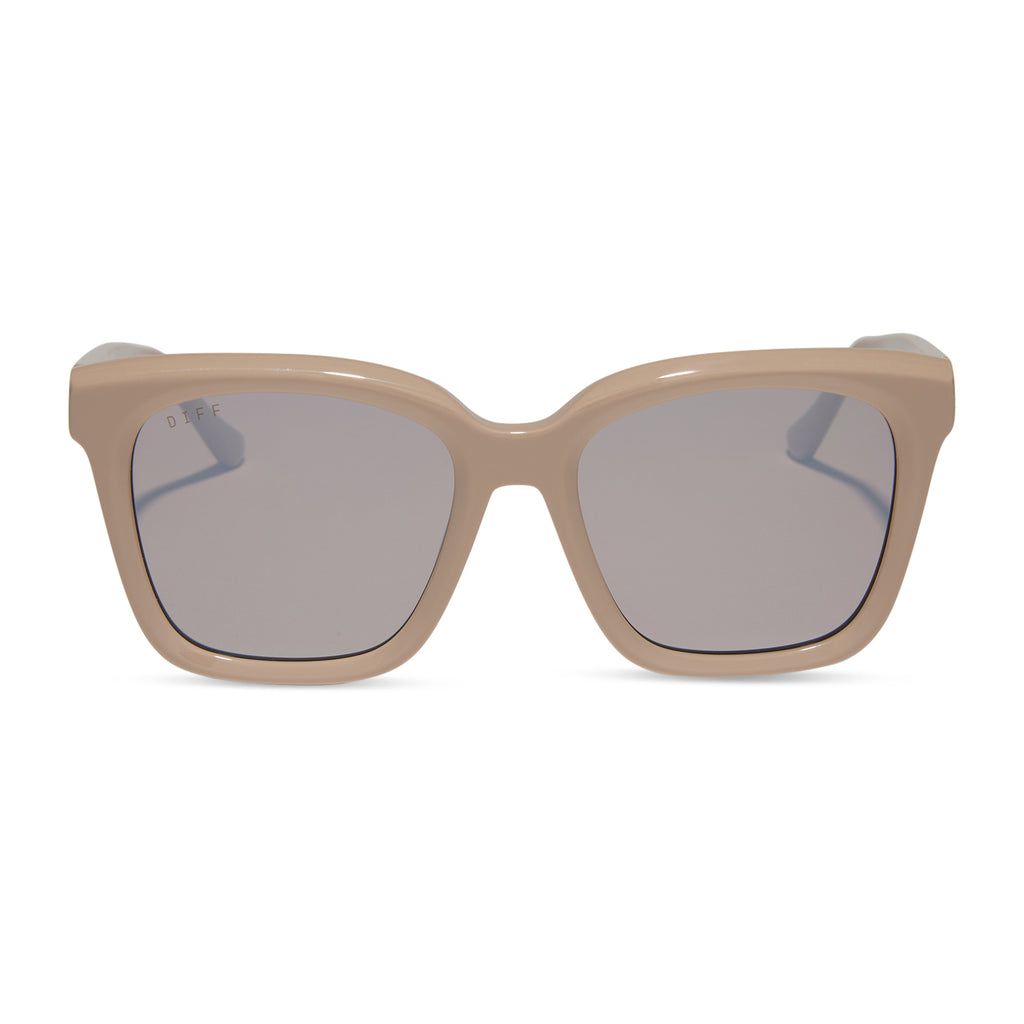Meredith Square Sunglasses Almond And Silver Flash Diff Eyewear