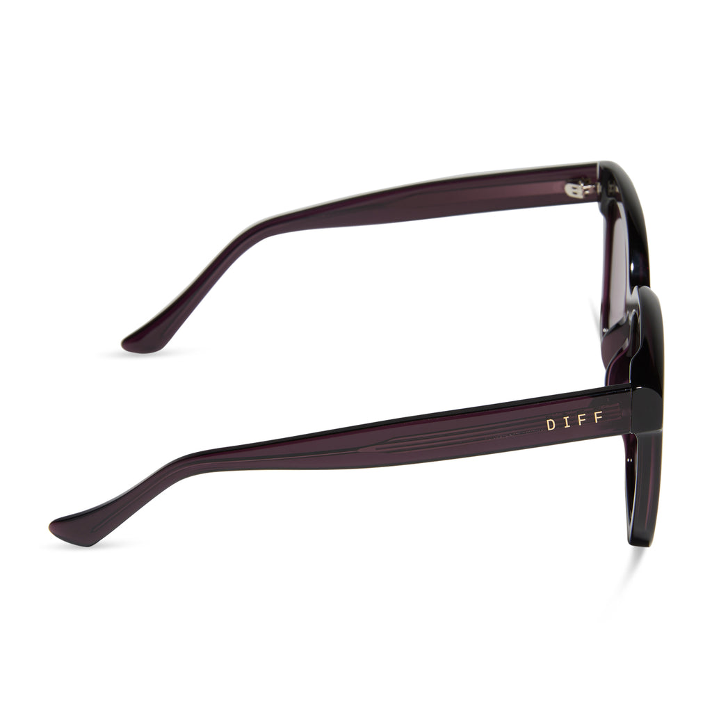 Meredith Square Sunglasses Aubergine And Silver Flash Diff Eyewear