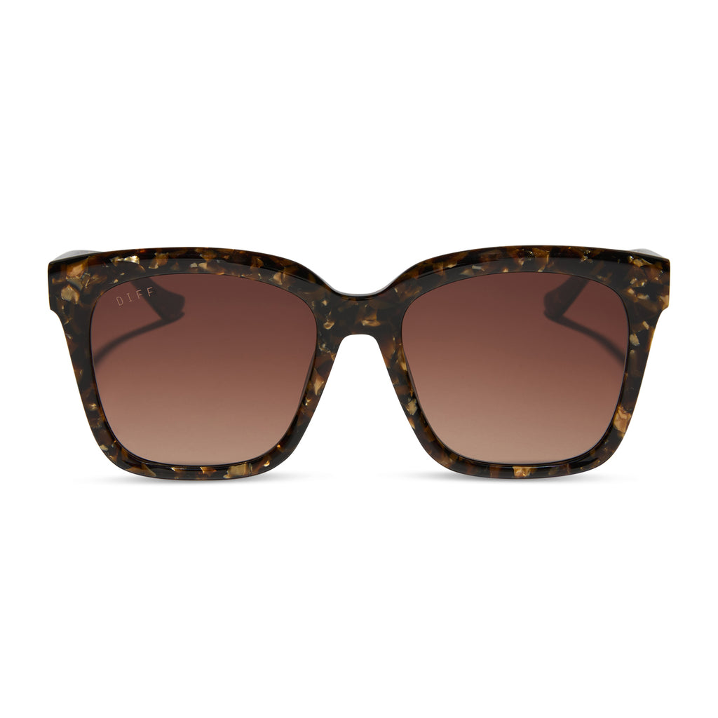 Meredith Square Sunglasses | Glitter Tort & Brown Gradient | DIFF Eyewear
