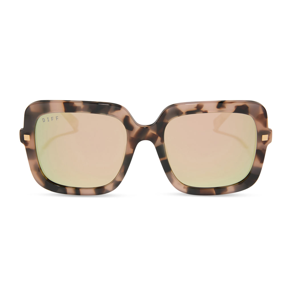 Sandra Square Sunglasses | Himalayan Tortoise & Taupe Mirror | DIFF Eyewear