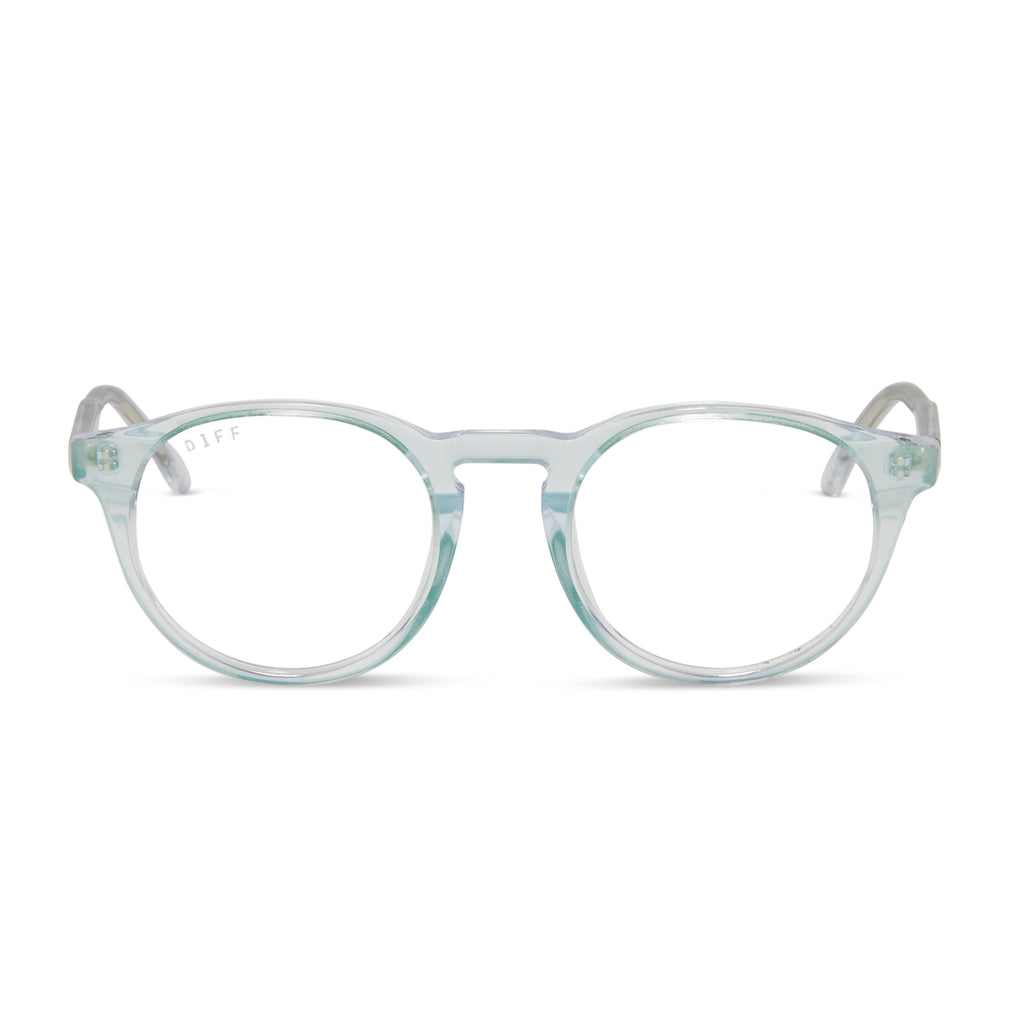 Sawyer Round Prescription Glasses Opalescent Turquoise Diff Eyewear