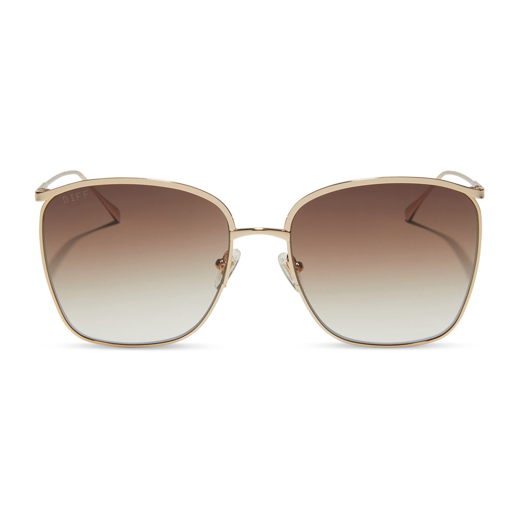 Vittoria Square Sunglasses Gold And Brown Gradient Diff Eyewear
