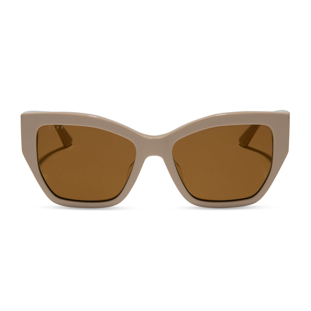 Vivienne Cateye Sunglasses Almond And Brown With Gold Flash Diff Eyewear