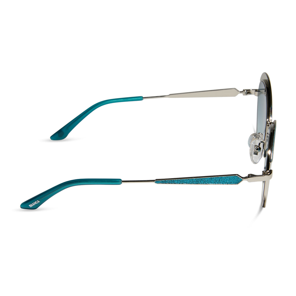 Wednesday Cat Eye Sunglasses | Silver & Teal Gradient | DIFF Eyewear