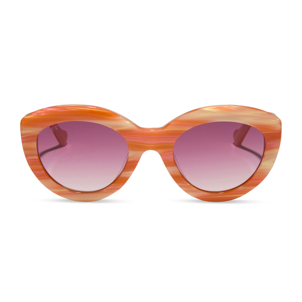 Wednesday Cat Eye Sunglasses | Orange Pink Stripe & Wine | DIFF Eyewear