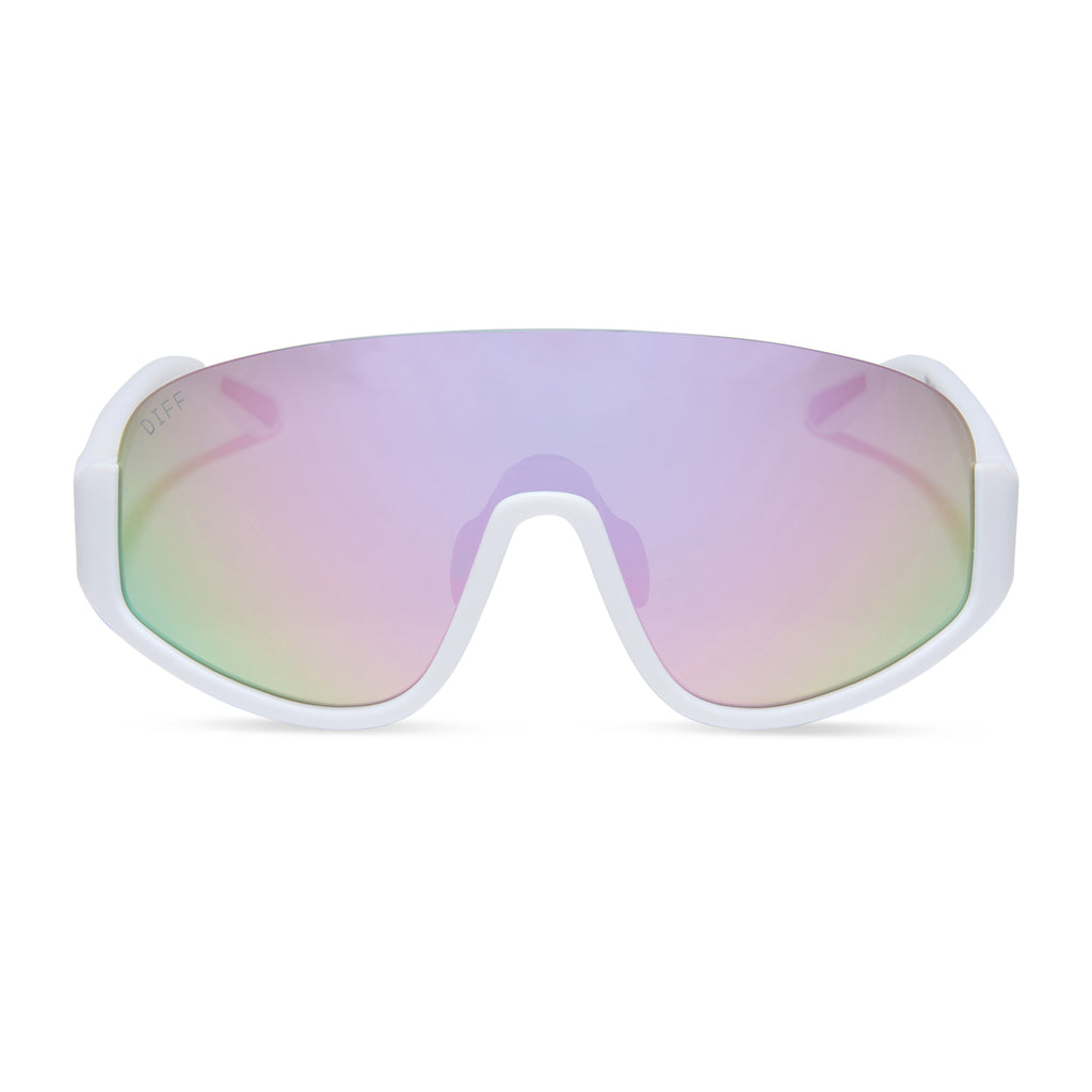 Blazer Shield Sunglasses White And Lavender Mirror Diff Eyewear