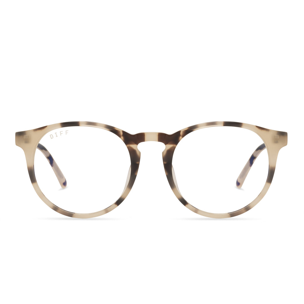 Sawyer Round Glasses Cream Tortoise And Blue Light Technology Diff
