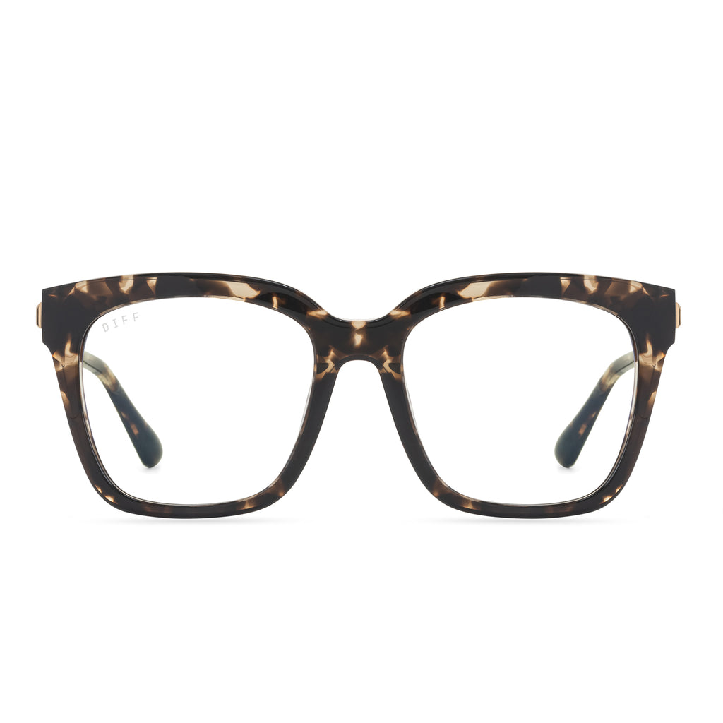 Bella Square Glasses Espresso Tortoise And Blue Light Technology Diff