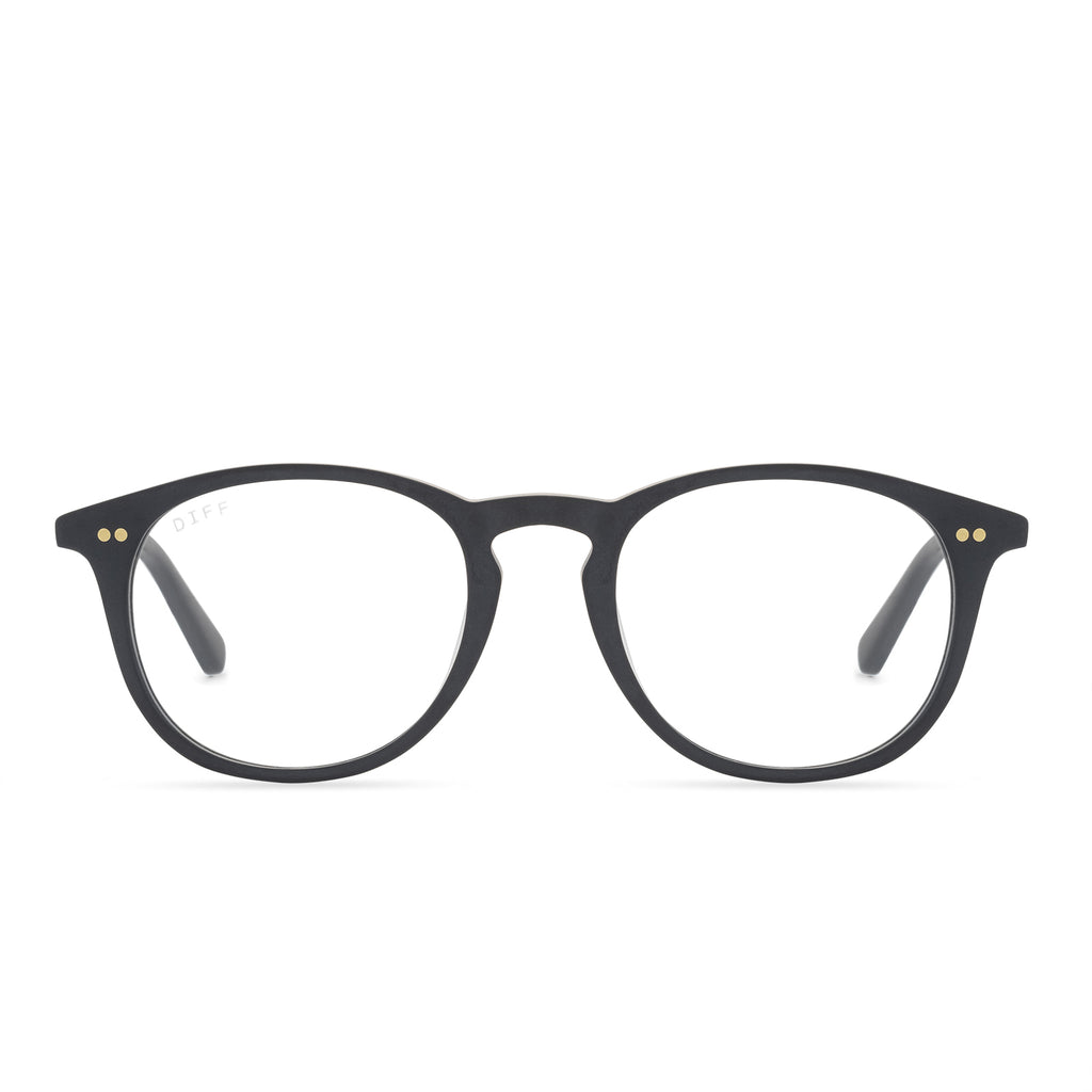 Jaxson Round Glasses Matte Black And Clear Blue Light Technology Diff