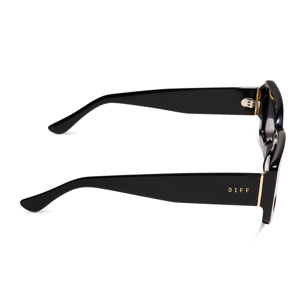 Indy Rectangle Sunglasses Black And Grey Diff Eyewear
