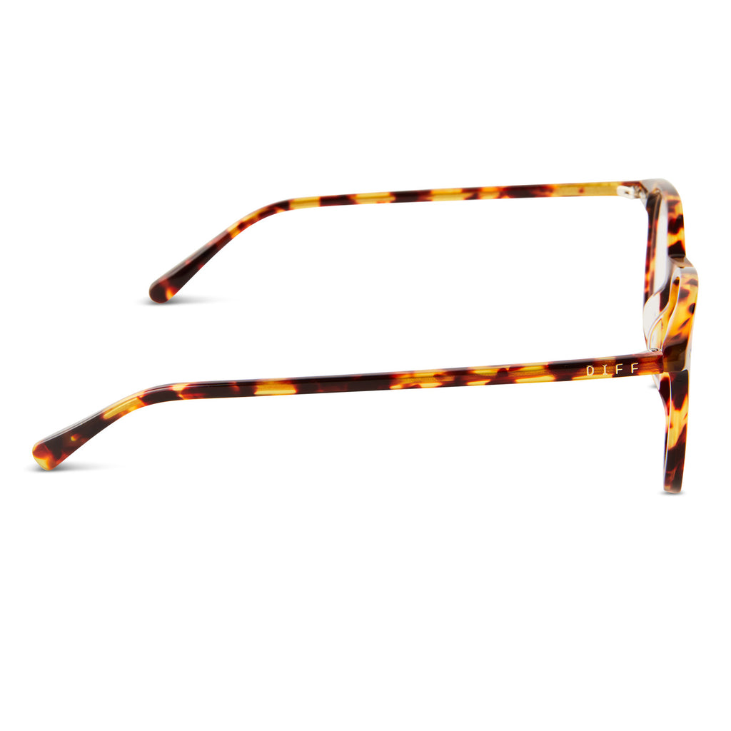 Maggie Square Prescription Glasses Amber Tortoise Diff Eyewear