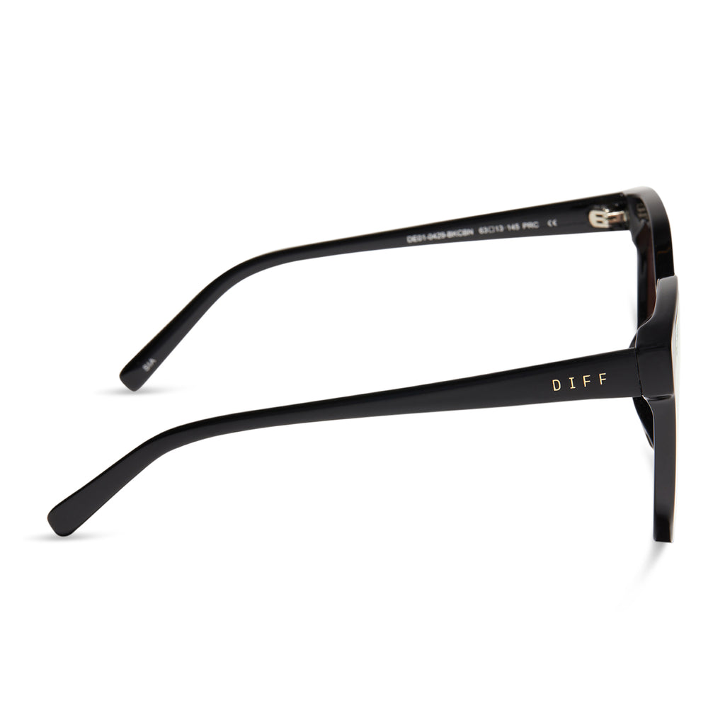 Sia Square Sunglasses | Black & Cherry Blossom Mirror | DIFF Eyewear