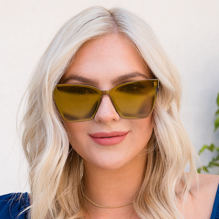 Goldie Cat Eye Sunglasses | Dark Orange Tortoise & Gold Mirror | DIFF ...