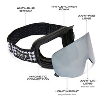 Frost Goggles | Houndstooth & Silver Mirror | DIFF Sport – DIFF Eyewear