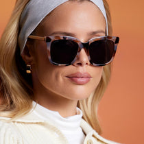 Hailey Square Sunglasses | Cream Tortoise & Solid Grey Lenses | DIFF ...