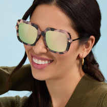 Sandra Square Sunglasses | Himalayan Tortoise & Taupe Mirror | DIFF Eyewear