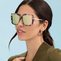 Sandra Square Sunglasses | Himalayan Tortoise & Taupe Mirror | DIFF Eyewear