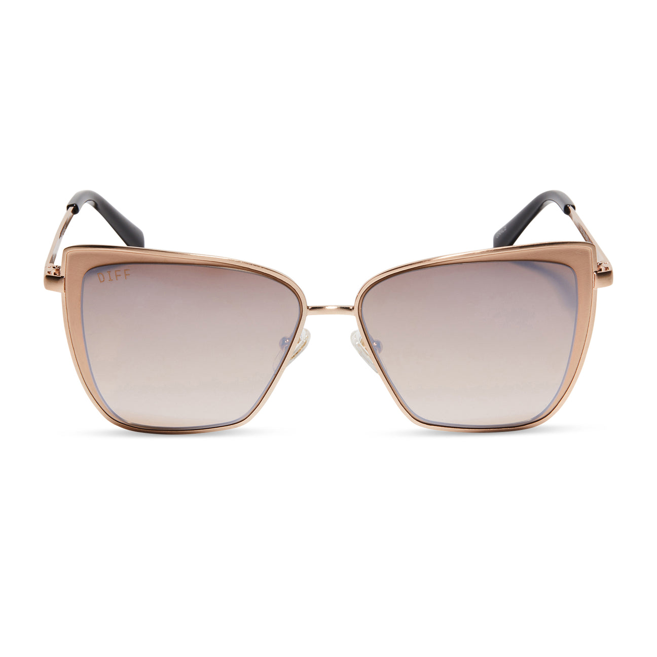 Grace Cateye Sunglasses | Gold & Taupe Rose Mirror | DIFF Eyewear