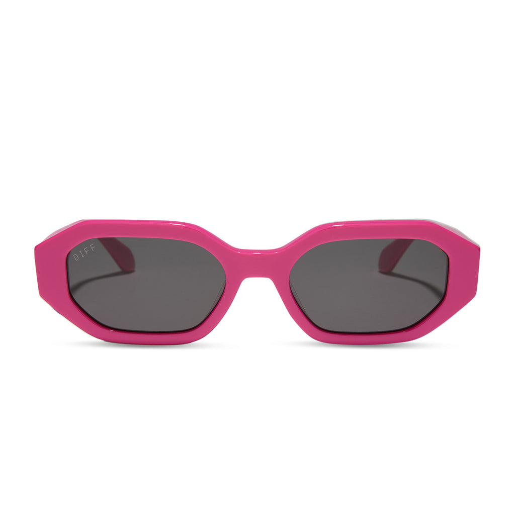 Allegra Rectangle Sunglasses | Bright Pink & Grey | DIFF Eyewear