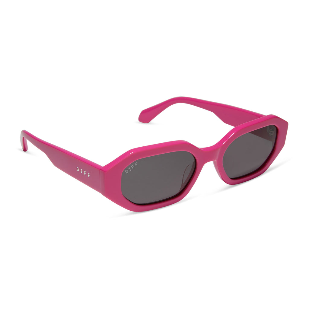 Allegra Rectangle Sunglasses | Bright Pink & Grey | DIFF Eyewear
