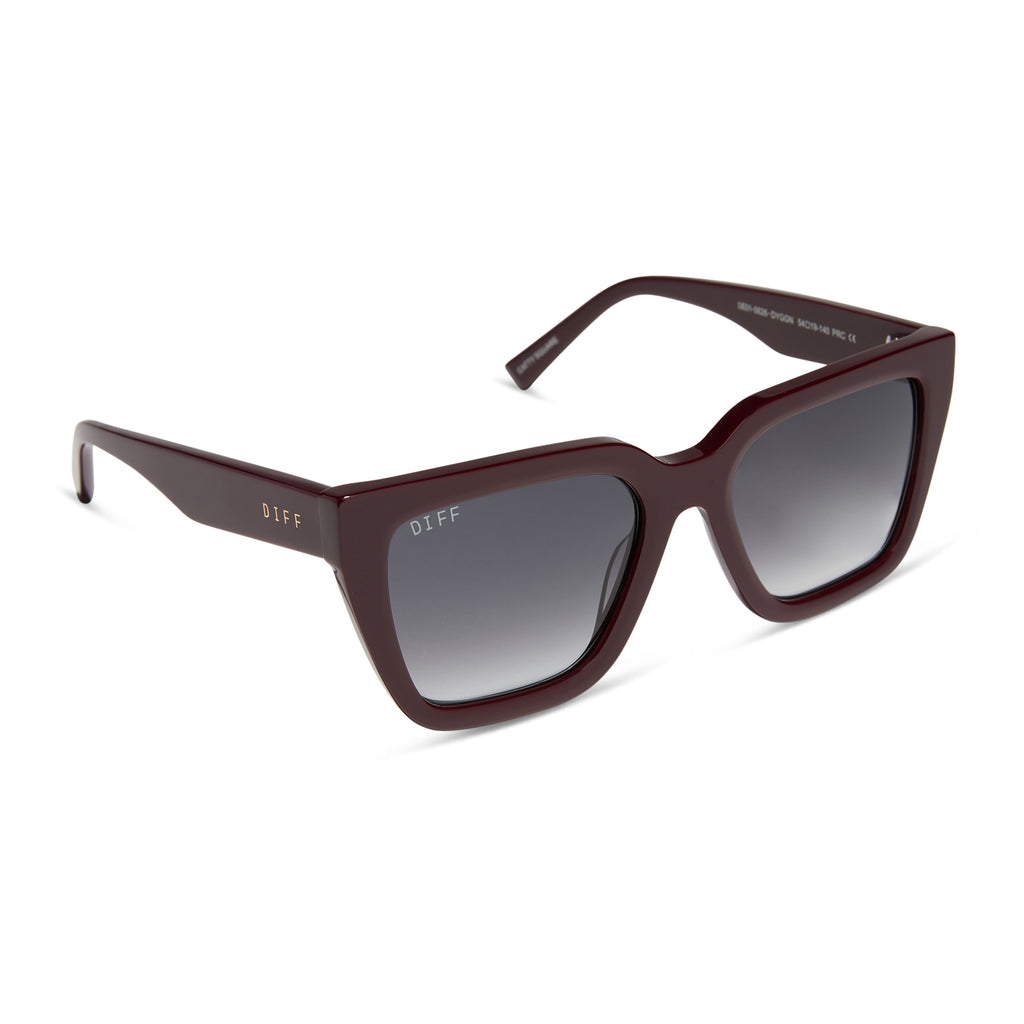Amara Square Sunglasses | Dark Cherry Lacquer & Grey Gradient | DIFF ...