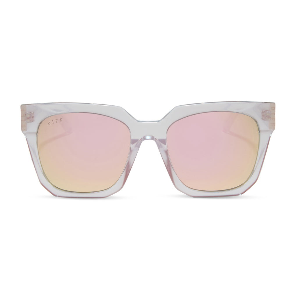 Ariana Ii Square Sunglasses Pink And Cherry Blossom Mirror Diff Eyewear