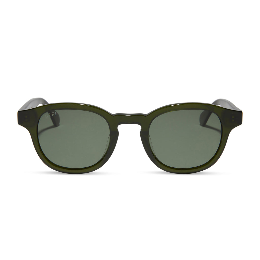 Arlo XL Round Sunglasses | Dark Olive Crystal & G15 Polarized | DIFF ...