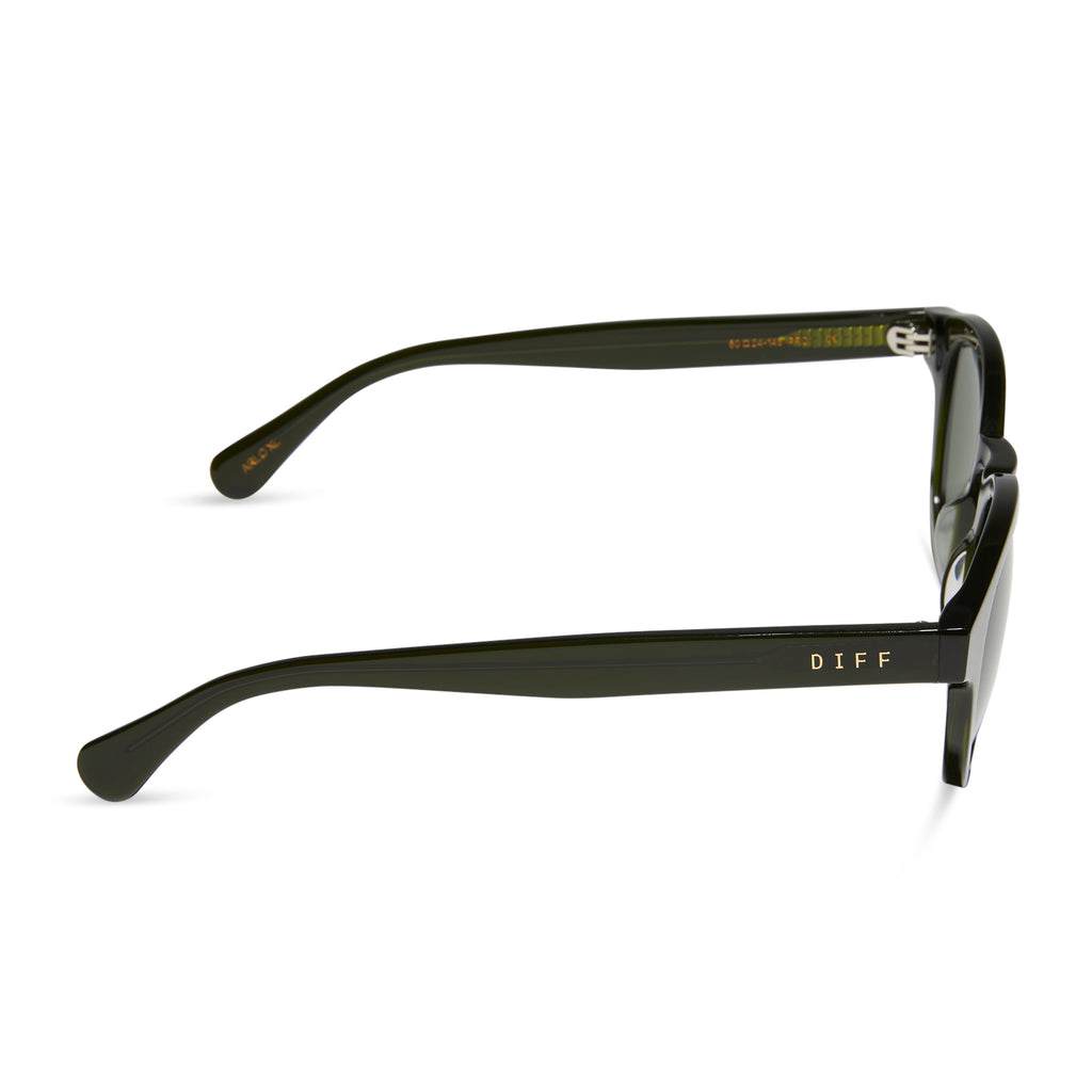 Arlo XL Round Sunglasses | Dark Olive Crystal & G15 Polarized | DIFF ...