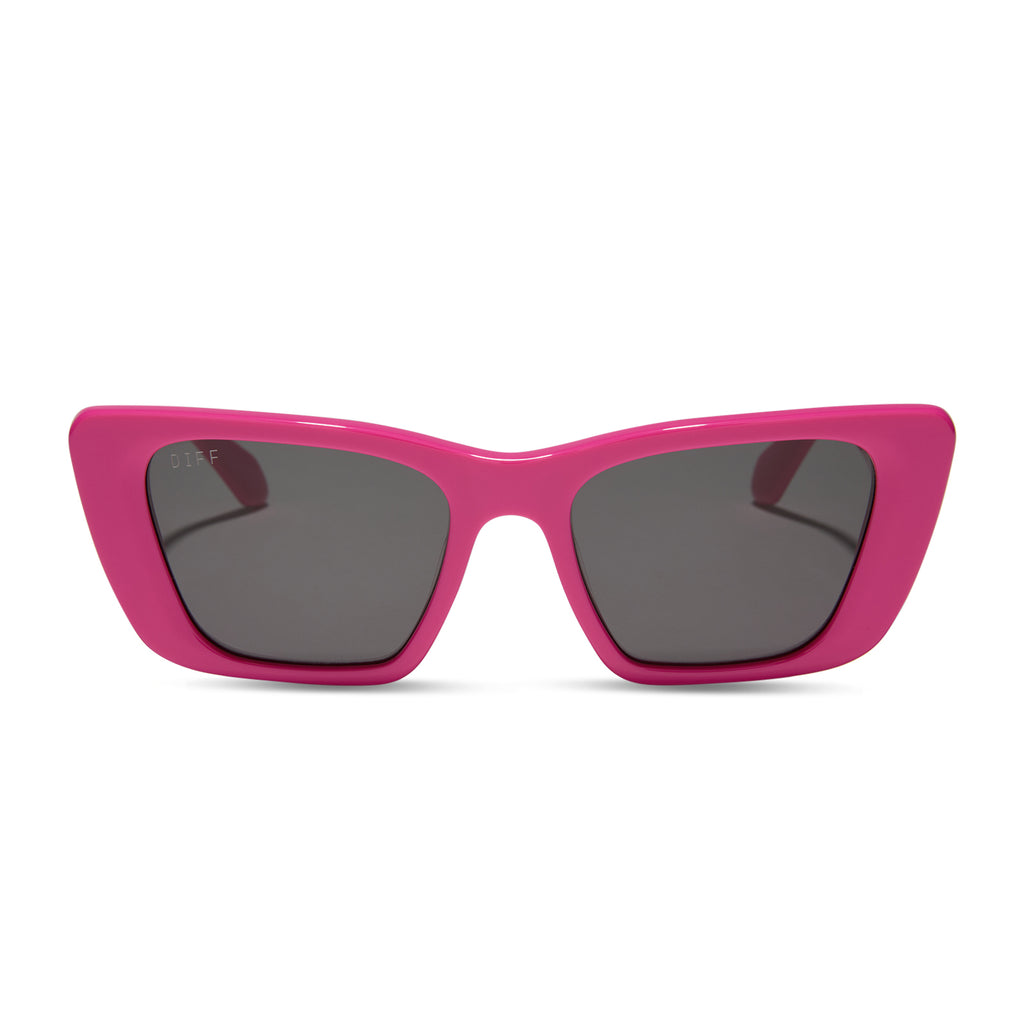 Aura Square Sunglasses | Bright Pink & Grey | DIFF Eyewear