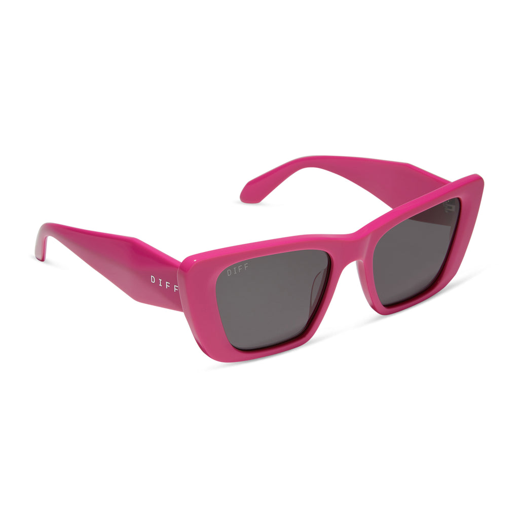 Aura Square Sunglasses | Bright Pink & Grey | DIFF Eyewear
