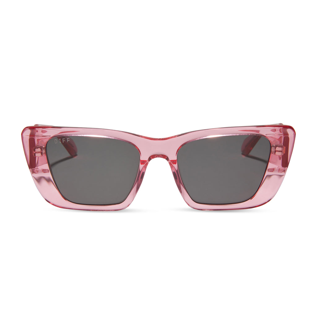 Aura Square Sunglasses | Candy Pink Crystal & Grey | DIFF Eyewear