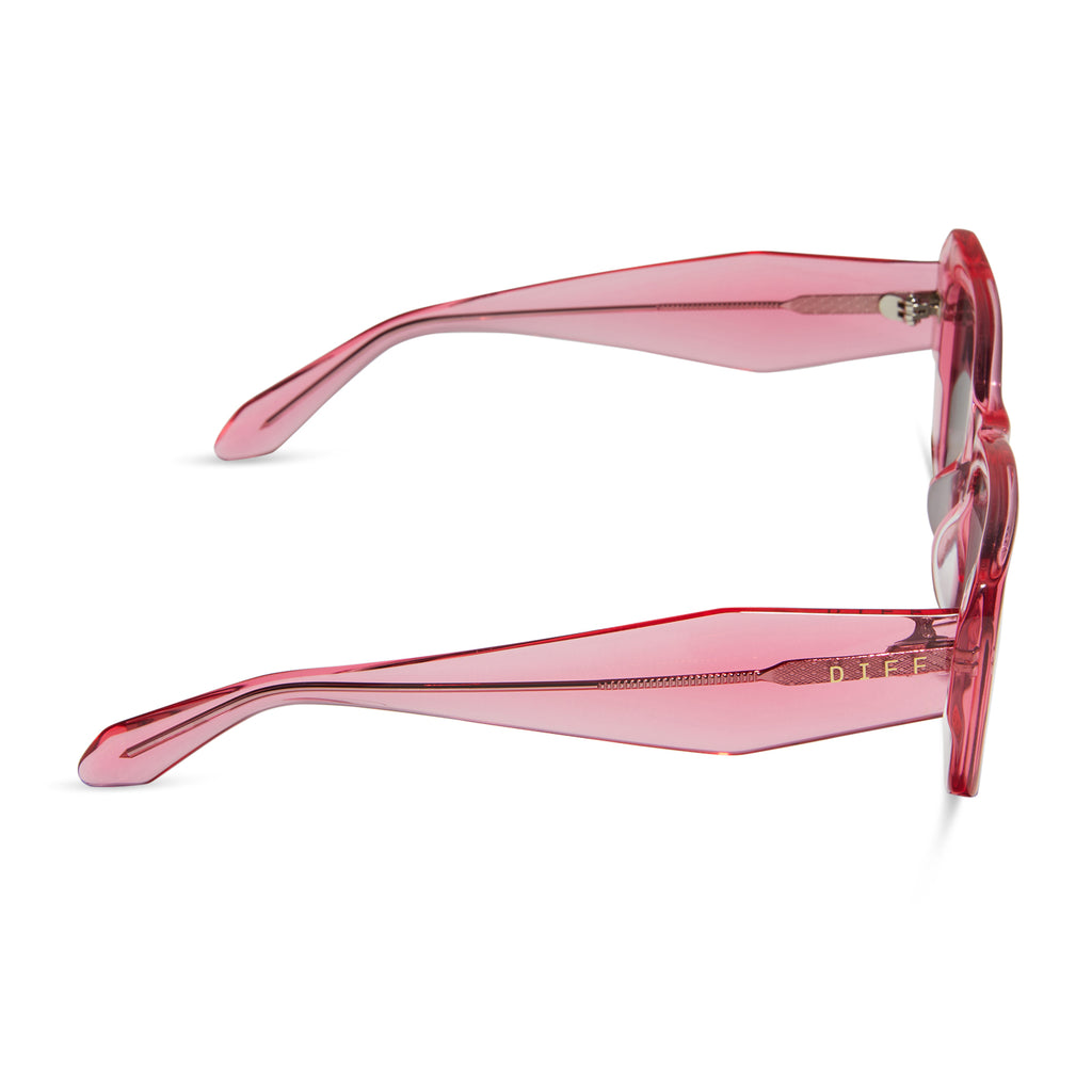 Aura Square Sunglasses | Candy Pink Crystal & Grey | DIFF Eyewear