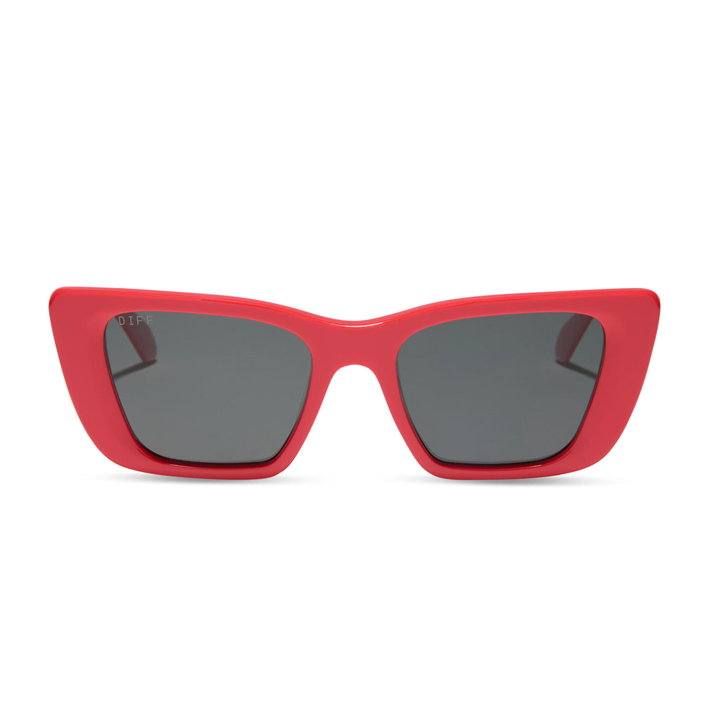 Aura Square Sunglasses | Sunset Red & Grey Polarized | DIFF Eyewear